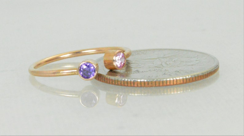 Dual Stone Ring Cuff Ring Gold Birthstone Ring Stacking | Etsy