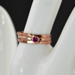 Copper Ruby Ring, Classic Size, Stackable Rings, Ruby Mother's Ring ...