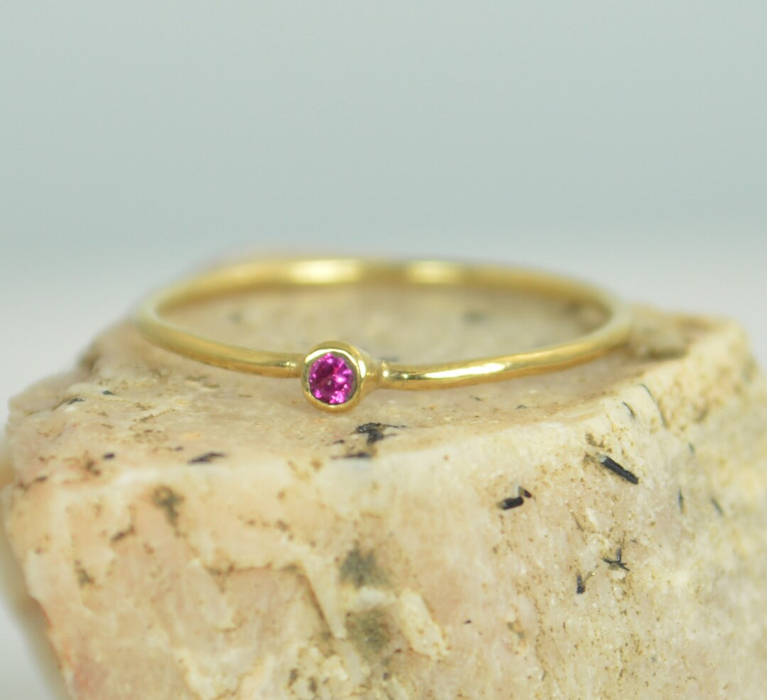 Tiny Ruby Ring, Ruby Stacking Ring, Solid 14k Gold Ruby Ring, Ruby ...