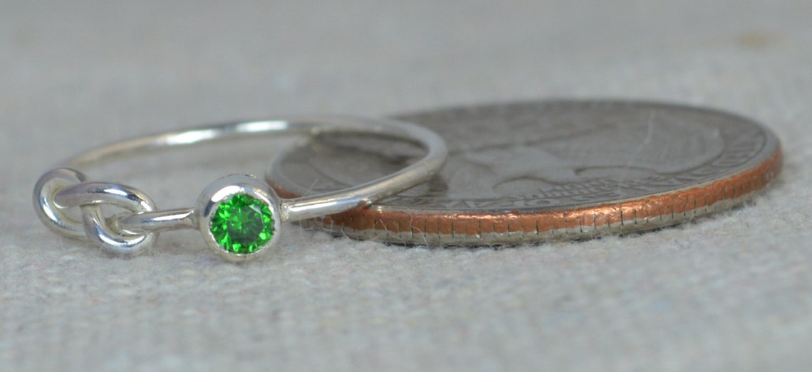 Emerald Infinity Ring Sterling Silver Stackable Rings | Etsy