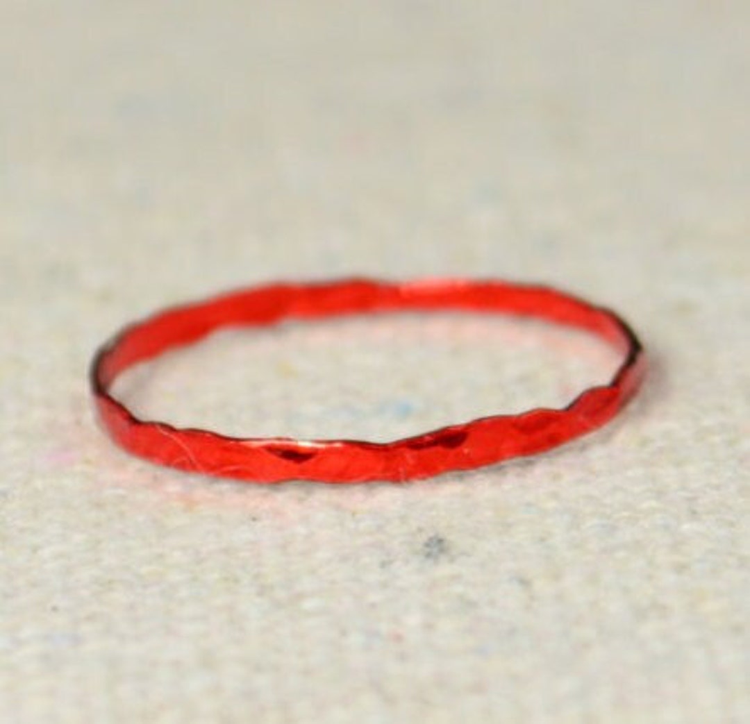 Super Thin Red Silver Stackable Ring(s), Red Ring, Stack Rings, Red ...