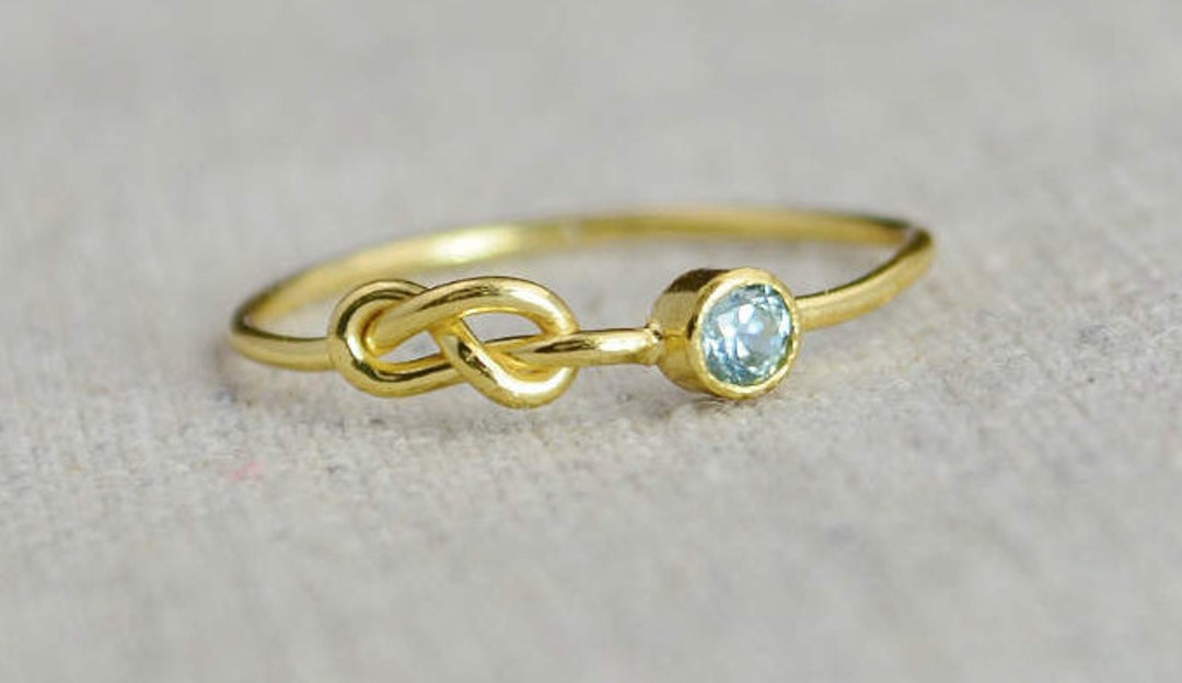 Gold Aquamarine Infinity Ring, Gold Filled Ring, Stackable Rings ...