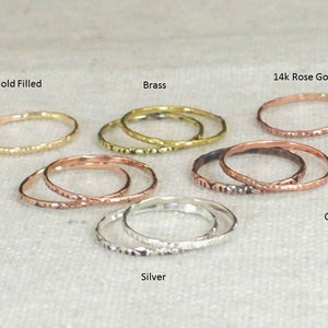 Thin Boho Stacking Rings, Rustic Rings, Dainty Rings, Mixed Metal Rings ...