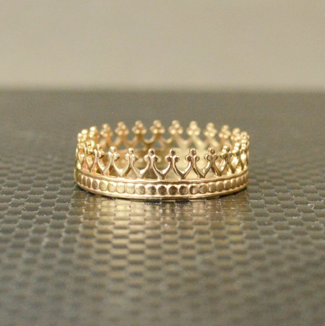 14k Solid Gold Crown Ring, Princess Ring, Gold Crown Ring, Gold ...