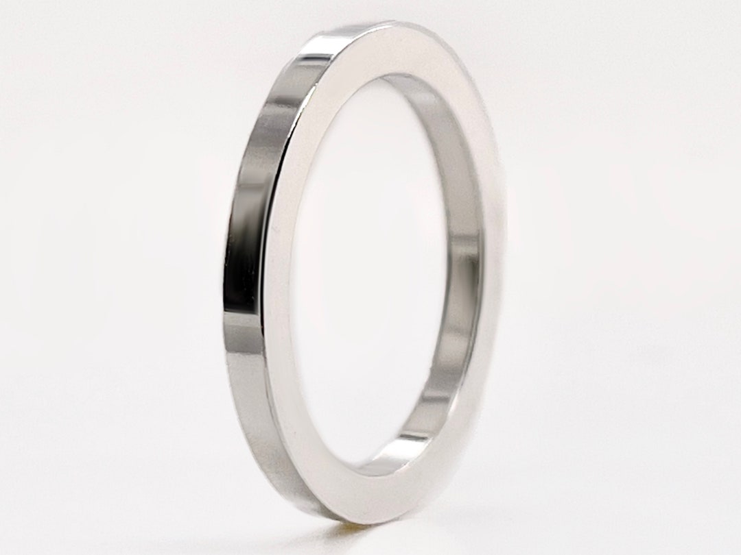 2mm Square White Gold Ring 10k, 14k, 18k, Solid Gold, Square Gold Band ...