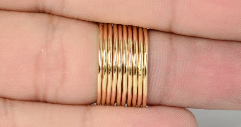 Thin Round Gold Stackable Ring 14k Gold Filled Stacking | Etsy