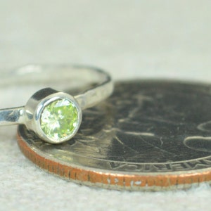 Small Peridot Ring, Hammered Silver, Stackable Rings, Mother's Ring ...