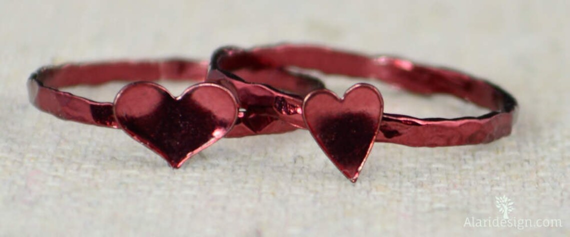 Tiny Red Heart Ring Sterling Silver Valentines Ring - Etsy