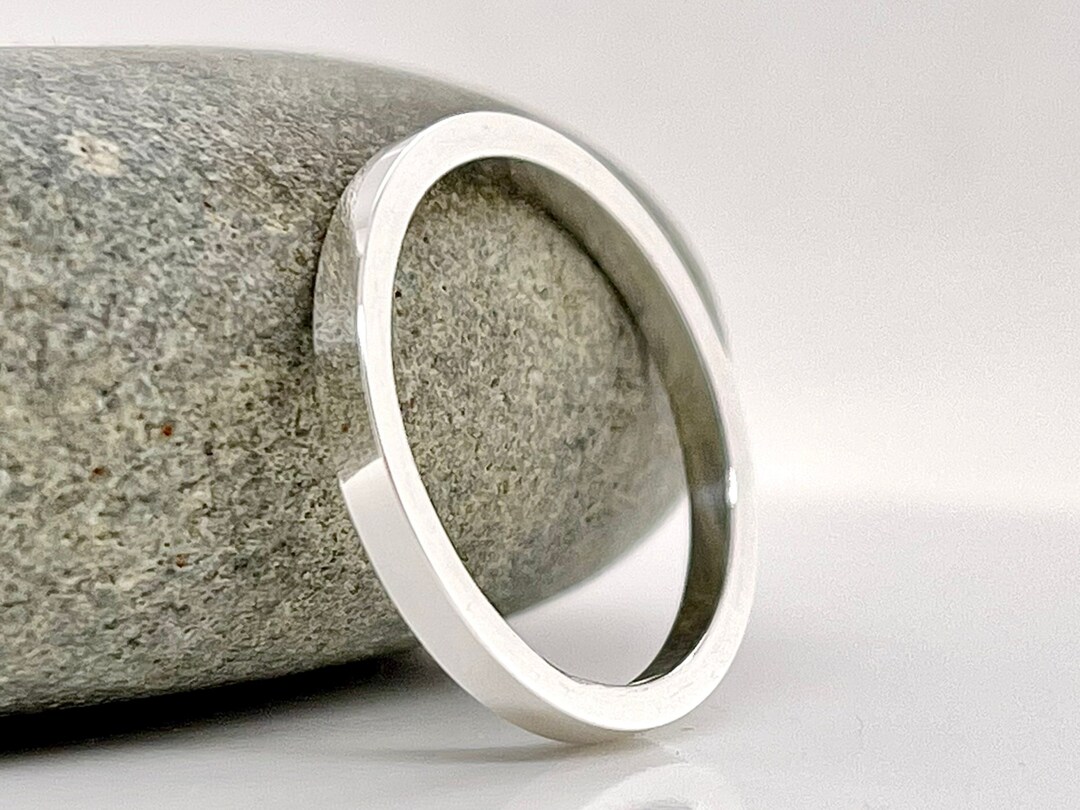 2mm Wide Flat Silver Ring, Sterling Band, Minimal Wedding Band, Sterling Silver Ring, Danity ...