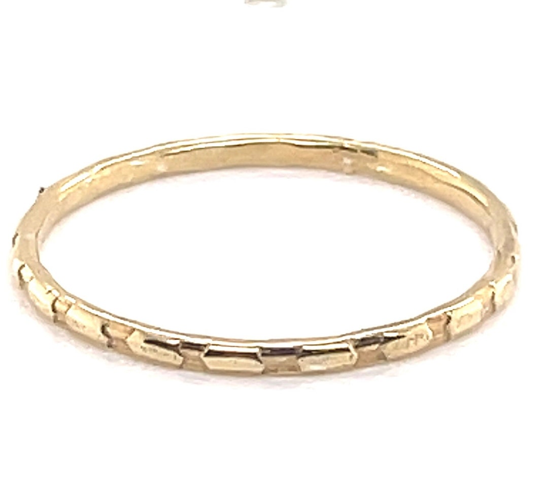 14k Gold Bohemian Ring, Rustic Wedding Ring, Shield Band, Classic 14k ...