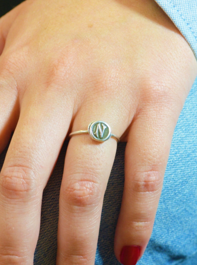 Bohemian Letter N Ring Silver N Ring Initial Ring Monogram - Etsy