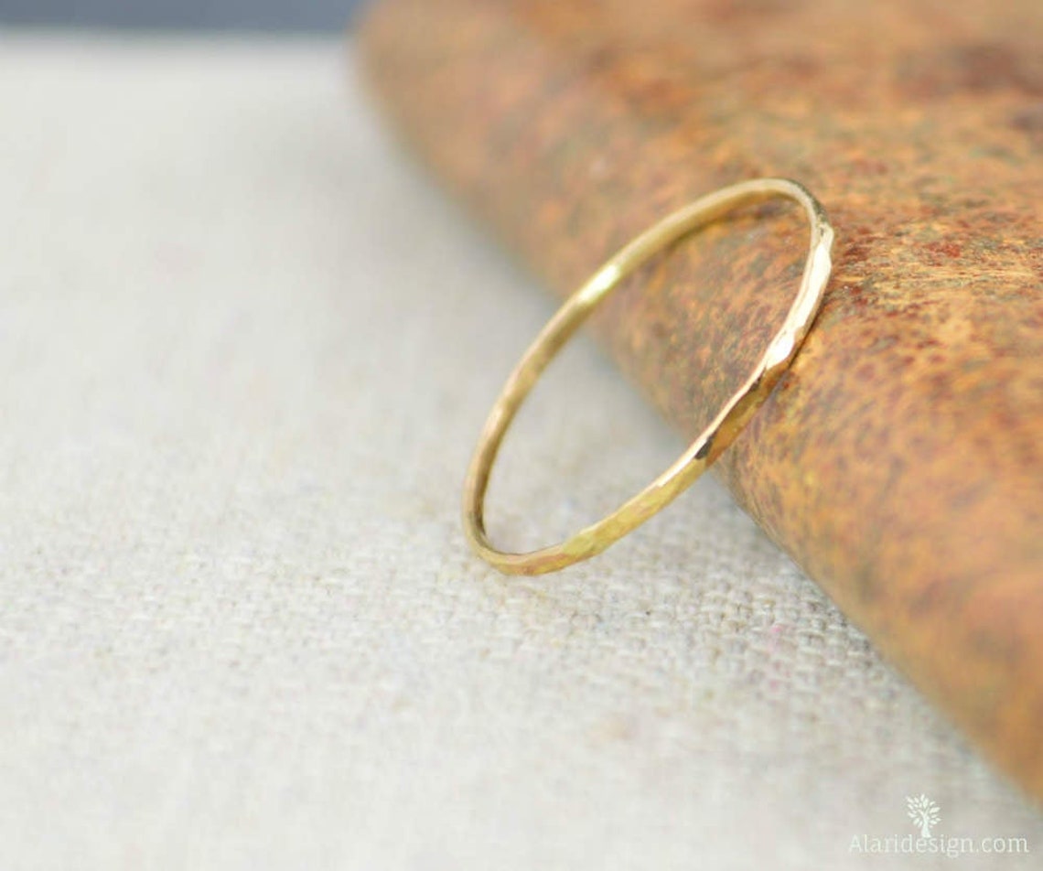 Solid 14k Yellow Gold Super Thin Stacking Ring Minimal Gold - Etsy