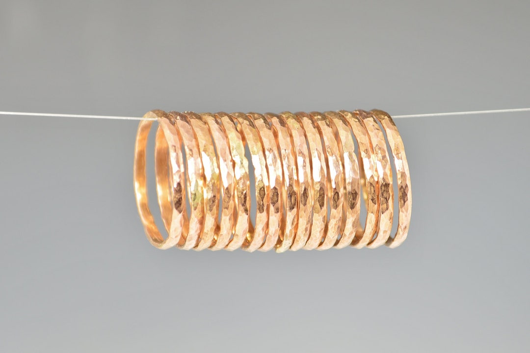 Set of 15 Classic Rose Gold Stackable Rings, 14k Rose Gold Filled ...