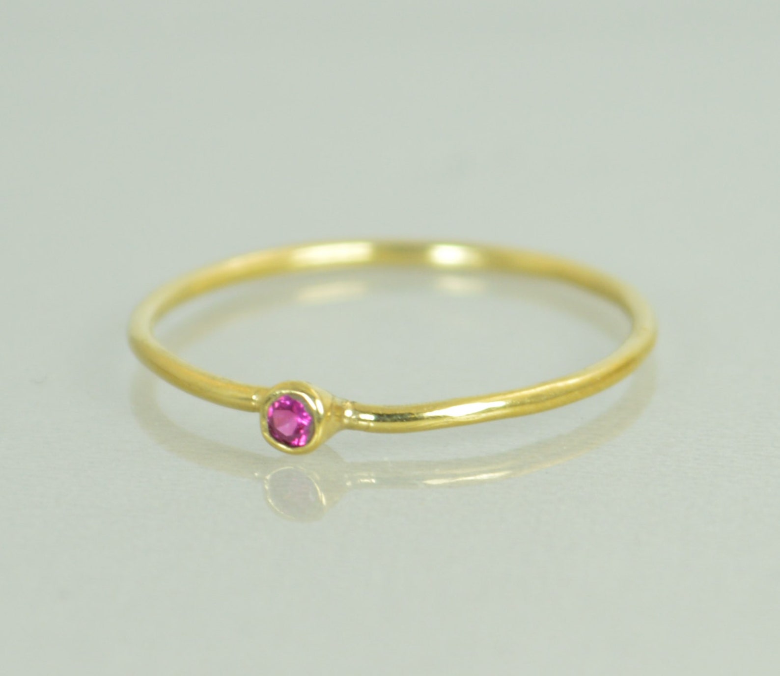 Tiny Ruby Ring Ruby Stacking Ring Solid 14k Gold Ruby Ring | Etsy