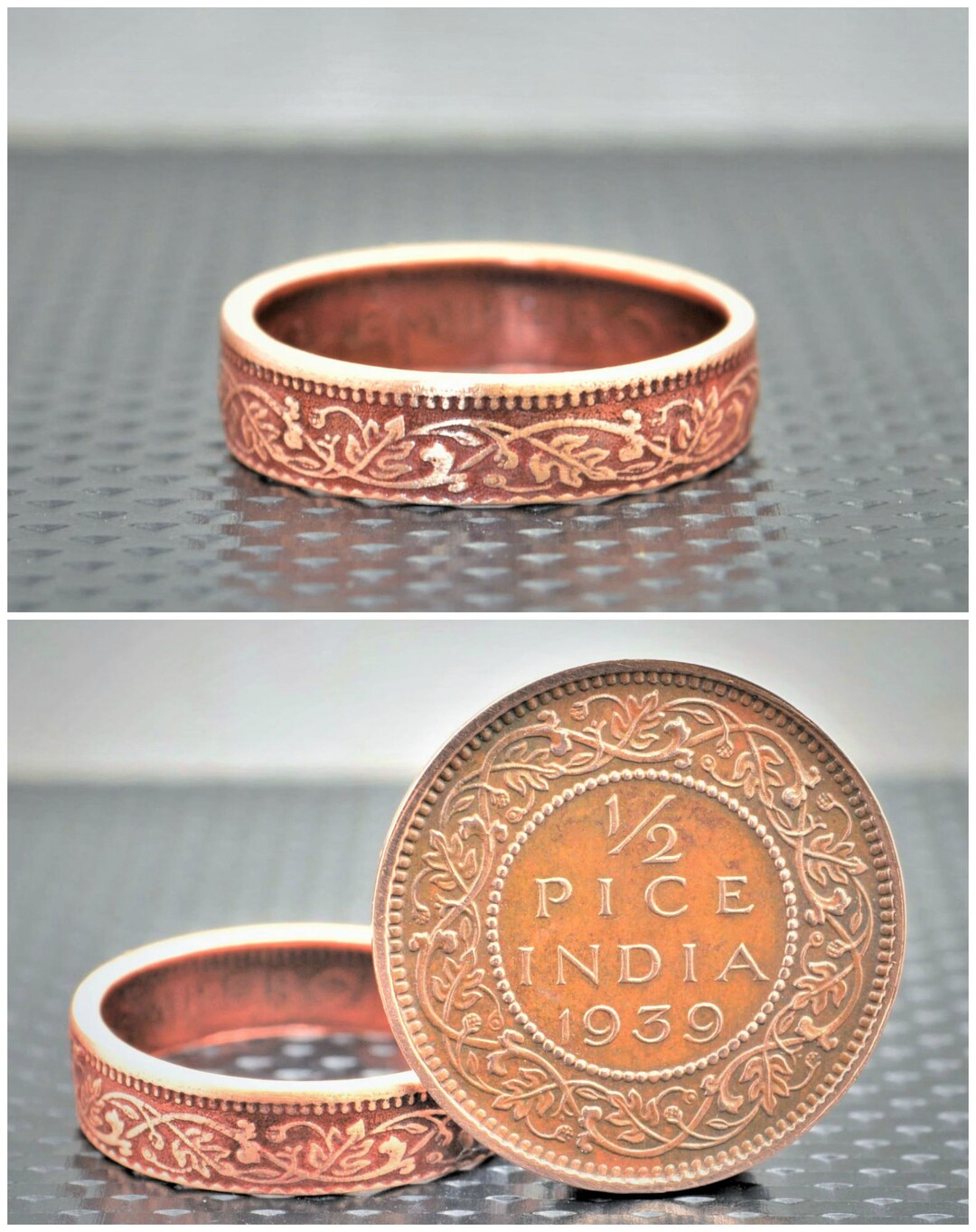 Dusky Rose Wreath Coin Ring,india-british Coin,rose Ring,coin Ring ...
