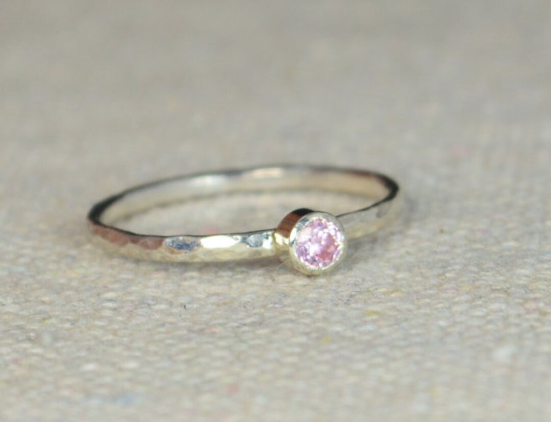 Classic Sterling Silver Pink Tourmaline Ring, 3mm Silver Solitaire ...