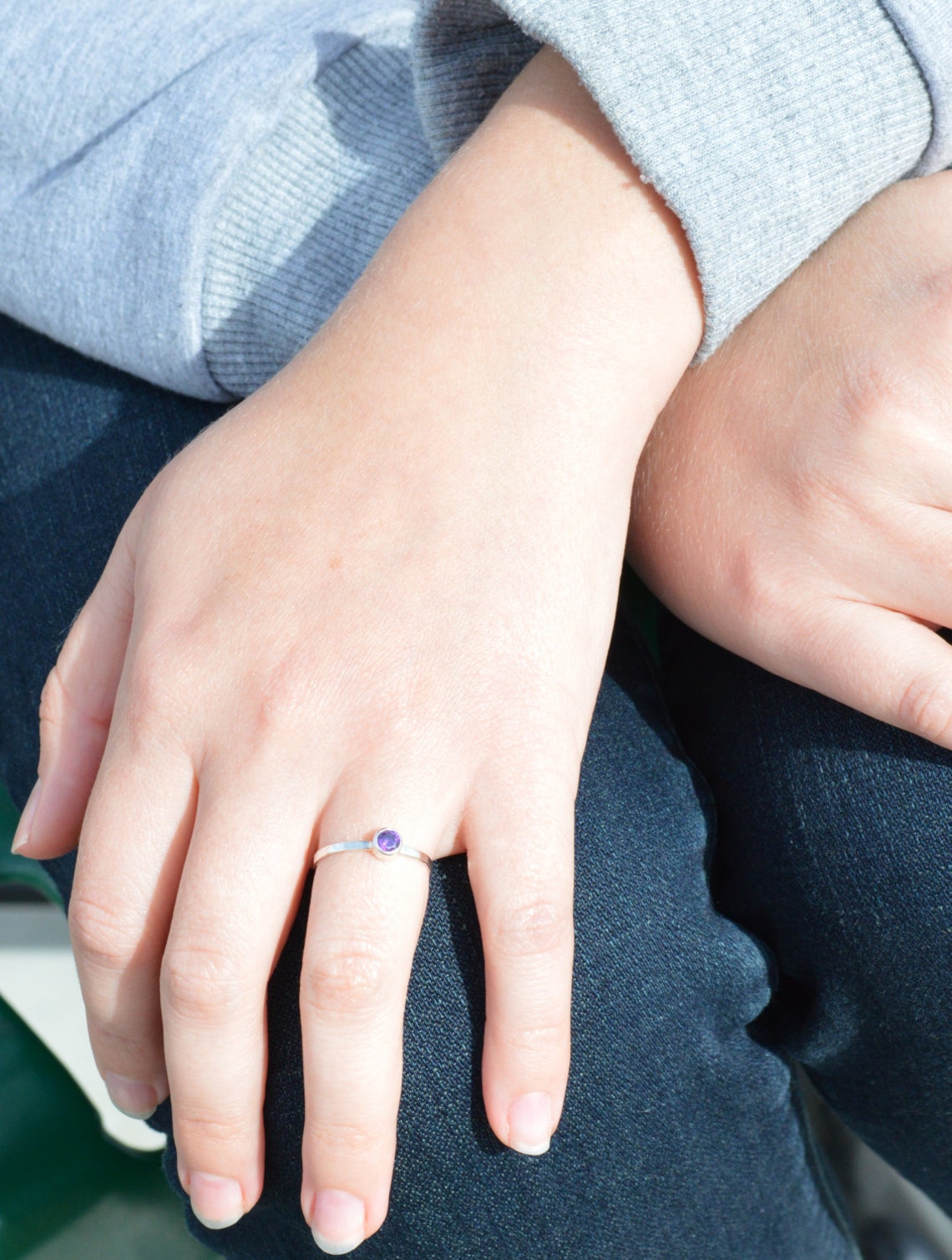 Small Silver Amethyst Ring Amethyst Ring Gemstone Ring | Etsy