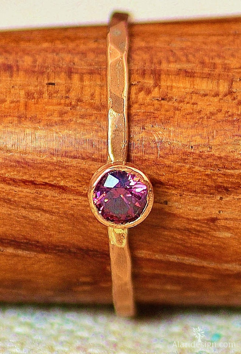 Dainty Copper Alexandrite Ring Hammered Copper Stackable - Etsy