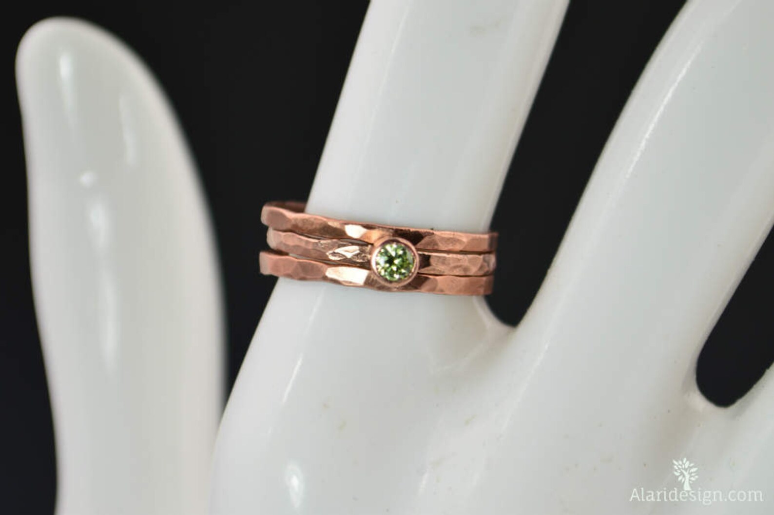 Copper Peridot Ring Classic Size Stackable Ring Peridot | Etsy