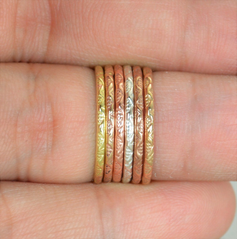 Bohemian Stacking Rings BoHo Rings Tribal Rings V Stamp | Etsy