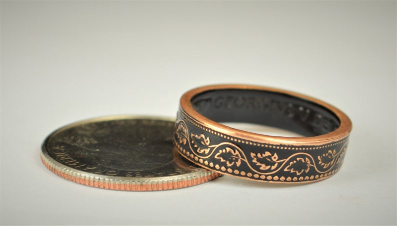 Coin Ring Black Ring Vine Ring Copper Ring Canadian Penny | Etsy