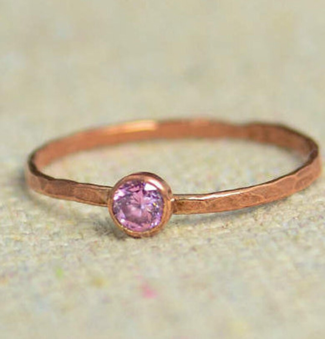 Dainty Copper Pink Tourmaline Ring, Copper Mothers Ring, Copper Ring ...