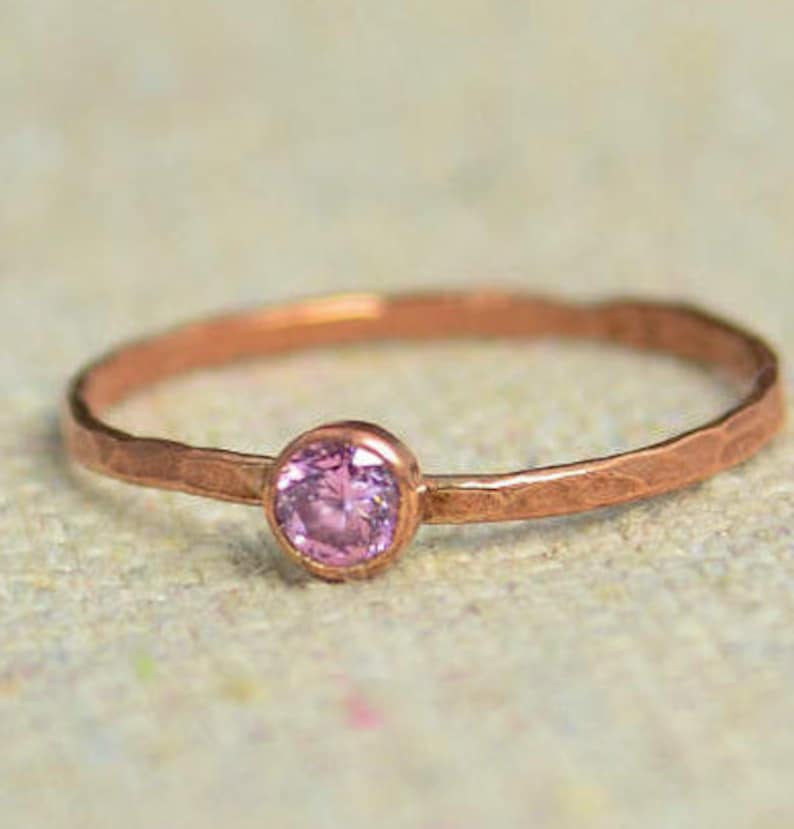 Dainty Copper Pink Tourmaline Ring Copper Mothers Ring - Etsy