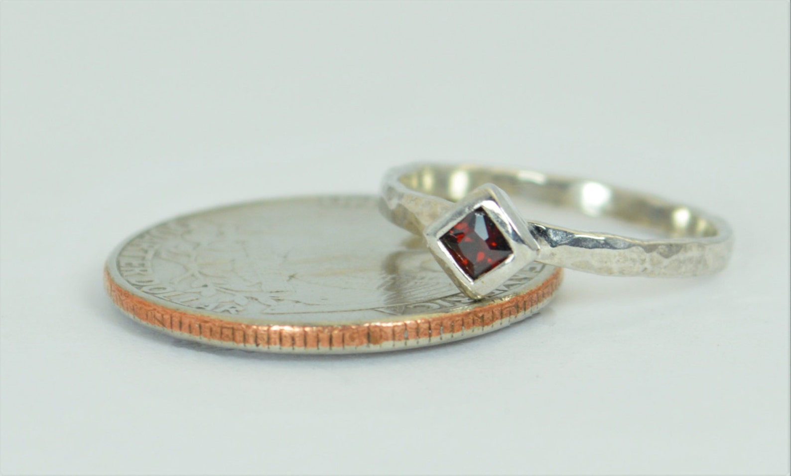 Square Garnet Ring Garnet Solitaire Garnet White Gold Ring - Etsy
