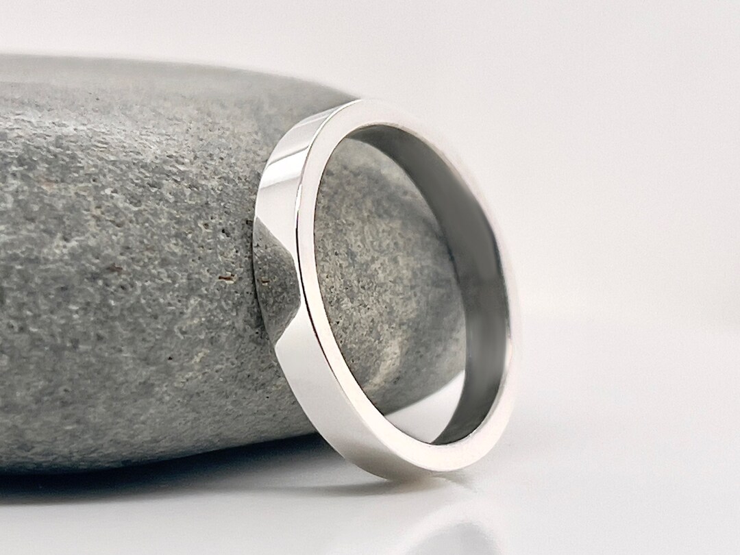 3mm Wide Flat Silver Ring, Sterling Band, Minimal Wedding Band, Sterling Silver Ring, Danity ...