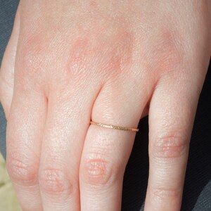 14k Gold Bohemian Ring, Rustic Wedding Ring, Thin Gold Ring, Dainty 14k ...