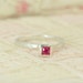 Square Ruby Engagement Ring Sterling Silver Ruby Wedding - Etsy