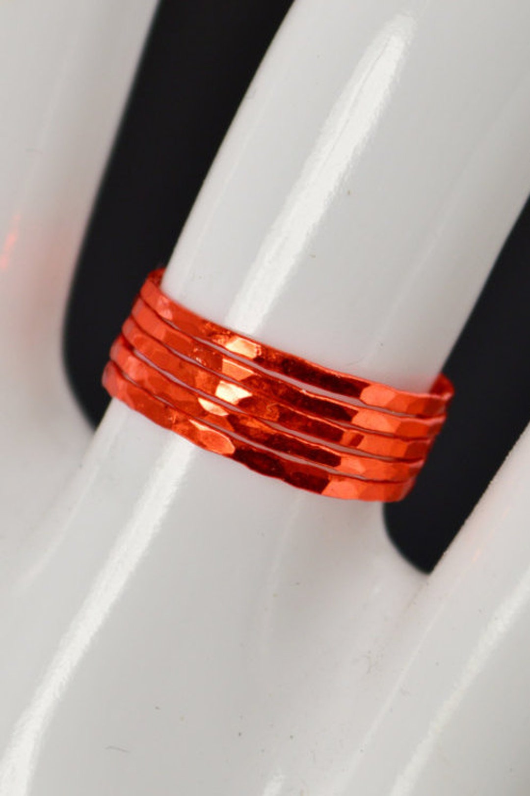 Super Thin Orange Silver Stackable Ring(s), Orange Ring, Stack Rings ...