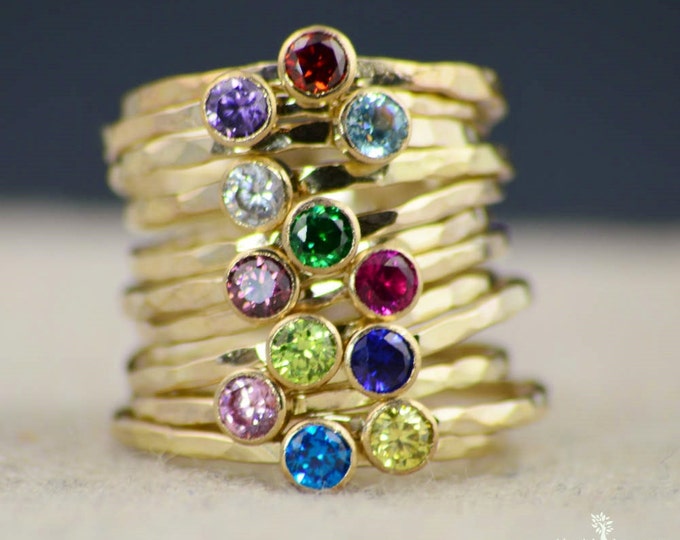 Dainty Gold Mothers Ring, 14k Gold Filled Mothers Ring, Birthstone Ring ...