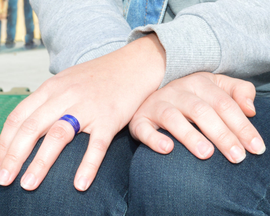 Super Thin Blue Silver Stackable Ring(s),blue Ring,stack Rings,blue ...
