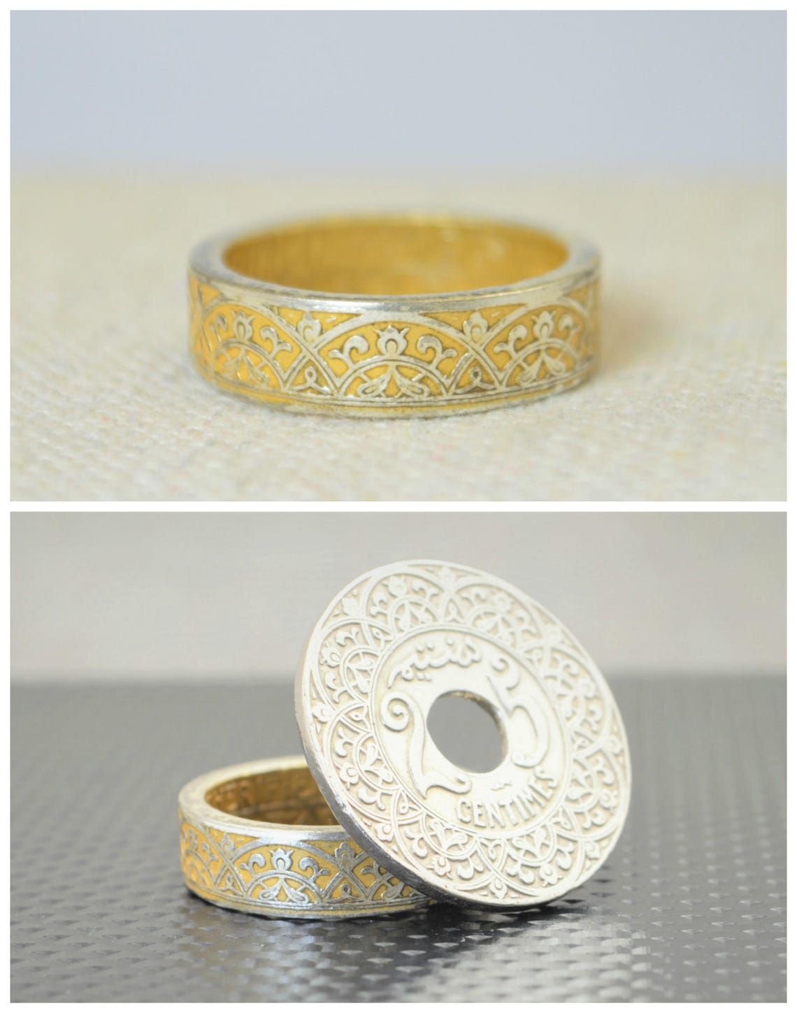 Moroccan Coin Ring Gold Coin Ring Stained Glass Ring Gold - Etsy