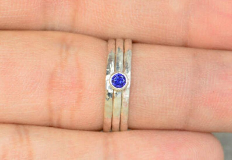 Classic Sterling Silver Sapphire Ring Silver Ring Sapphire - Etsy