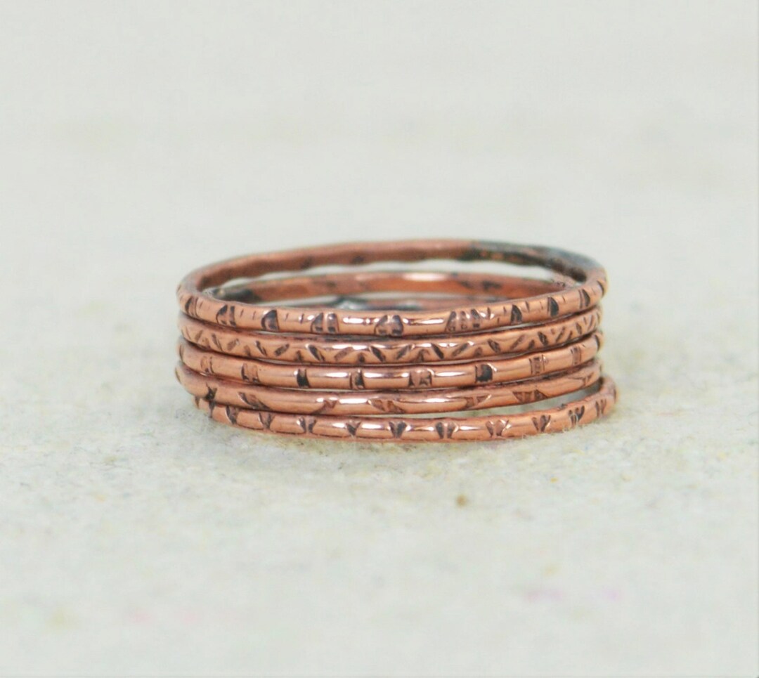 Set of 5 Copper Boho Rings, Boho Rings, Tribal Rings, Boho Stacking ...