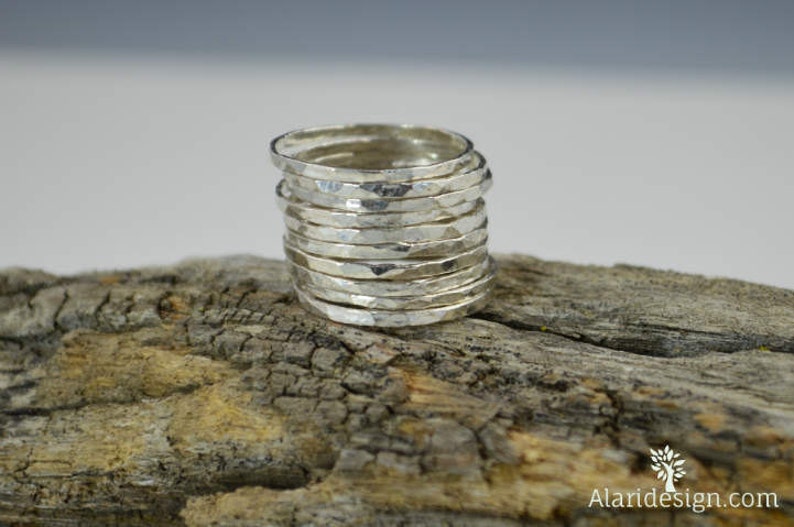 Set of 15 Thin .999 Pure Silver Stackable Rings Fine Silver - Etsy