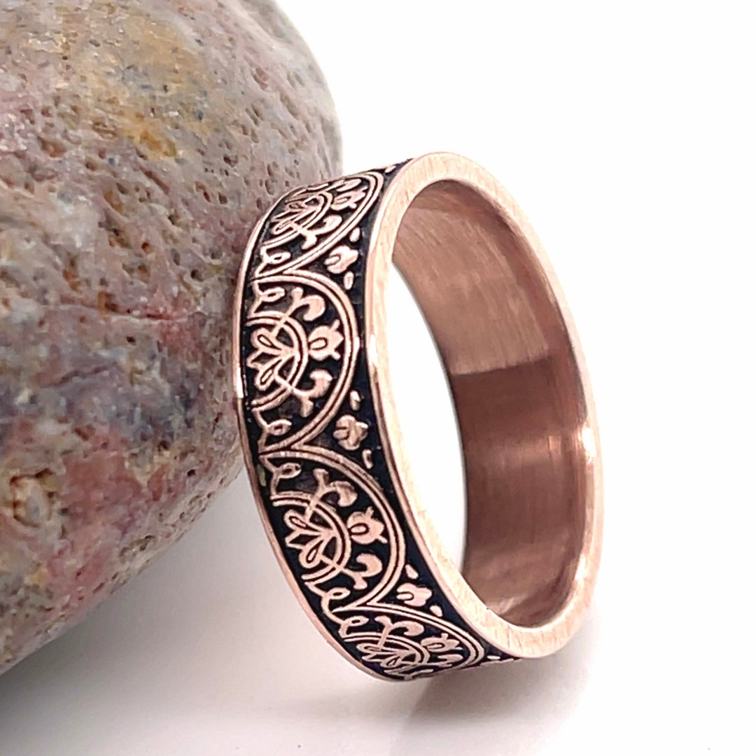 Gothic Moroccan Boho Ring, Solid Rose Gold Wedding Ring, Islamic Art ...
