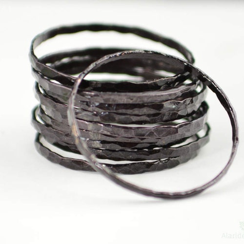 Super Thin Black Copper Stackable Rings Black Ring Skinny | Etsy