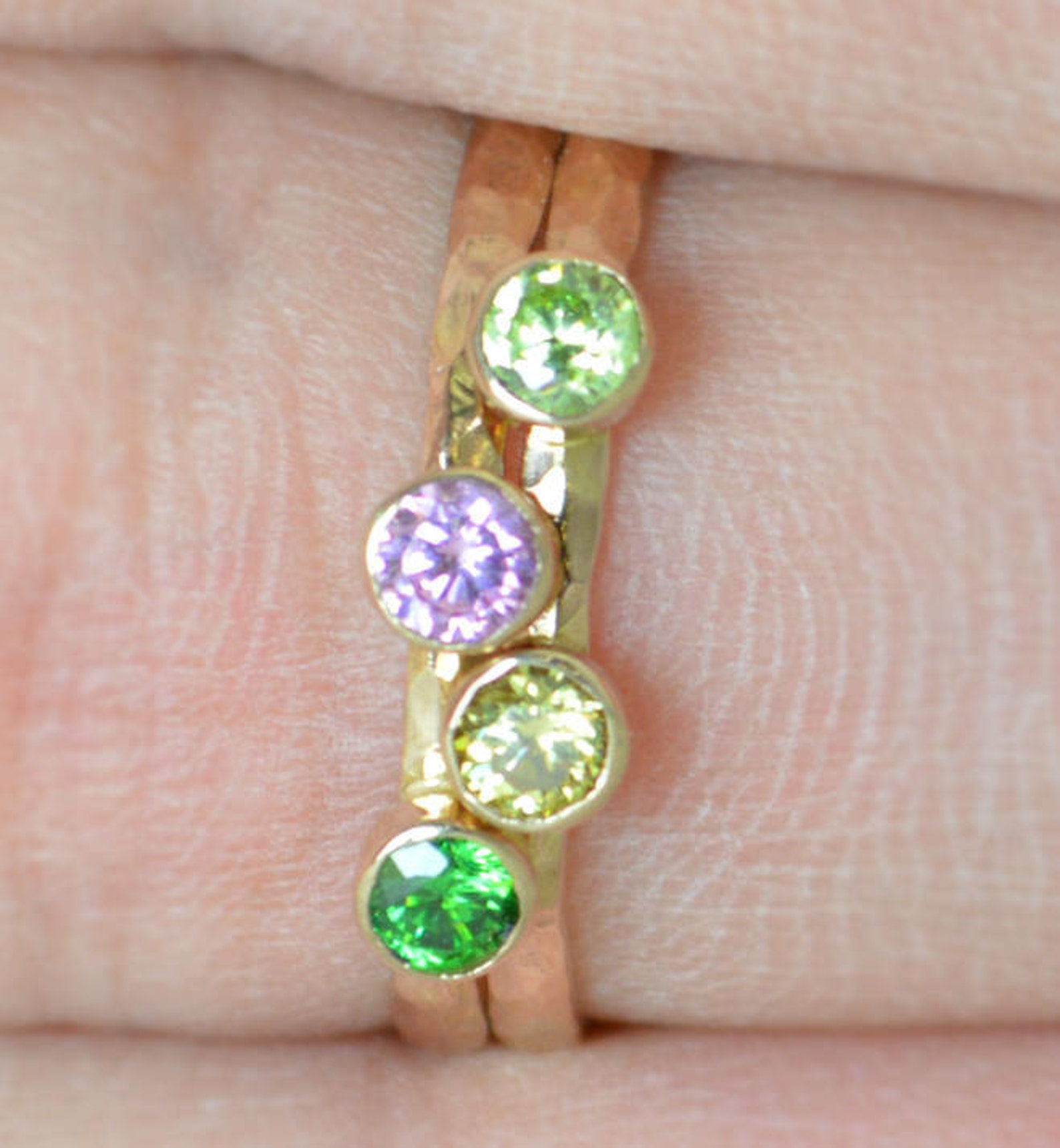 4 or 5 Stone Elegant Mother's Ring Set 14k Gold Filled | Etsy