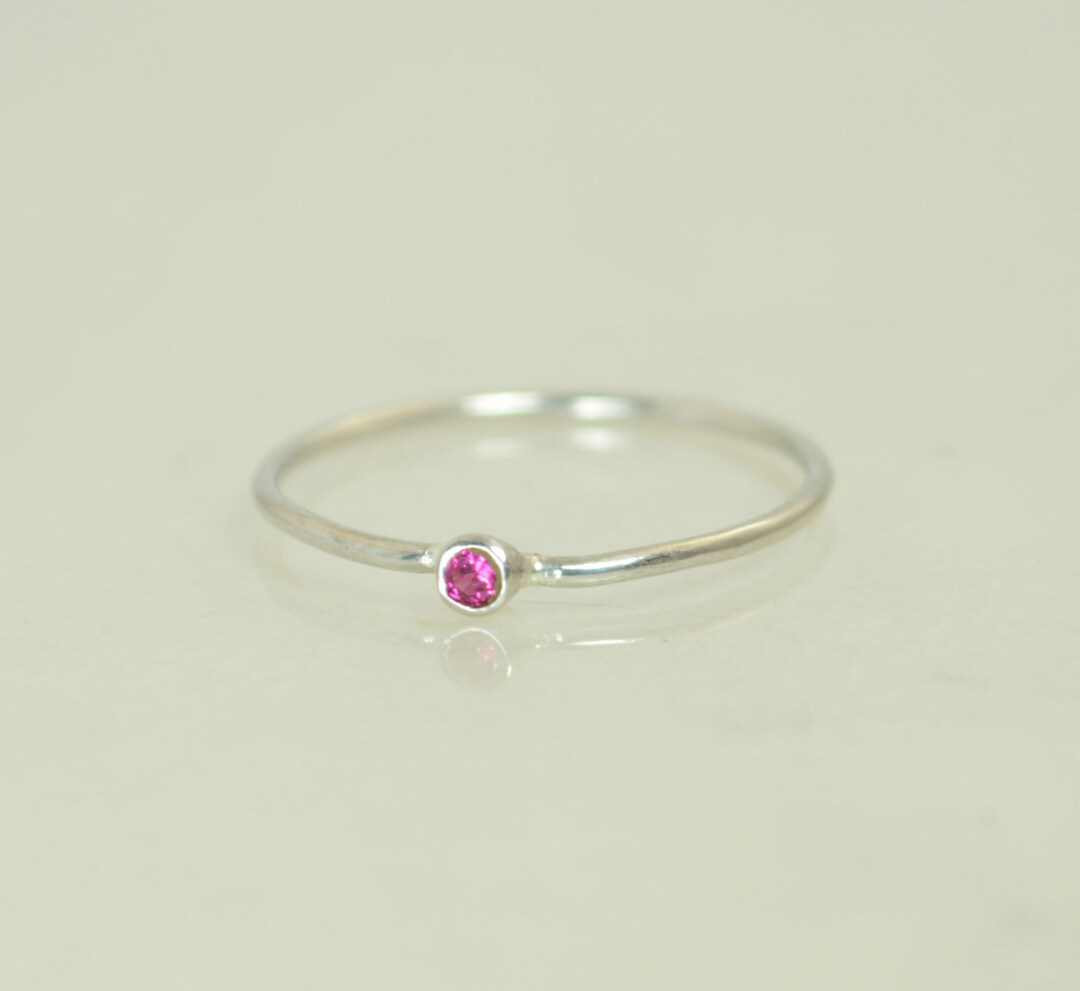 Tiny Ruby Ring, Ruby Stacking Ring, White Gold Ruby Ring, Ruby Mothers Ring, July Birthstone ...