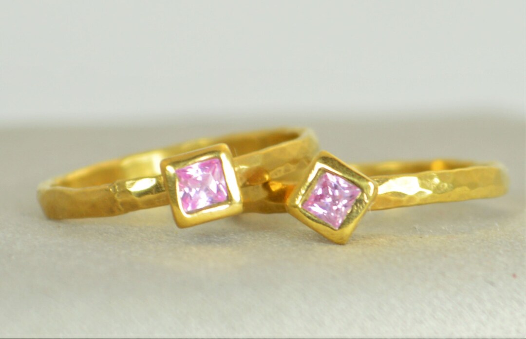 Square Pink Tourmaline Ring, Tourmaline Gold Ring, Octobers Birthstone ...