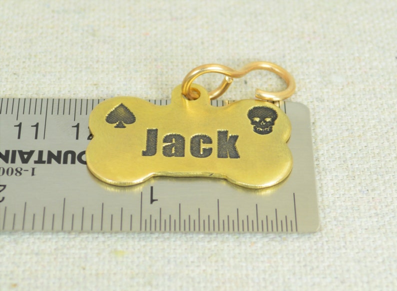 Medium Dog Tag Pet ID Tag Bone Shaped Tag Solid Brass | Etsy