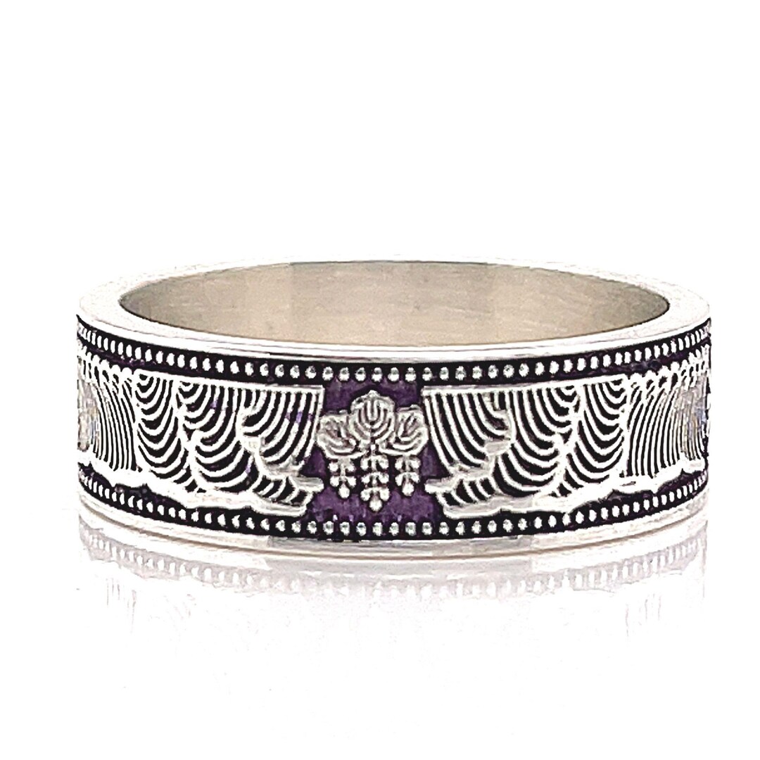 Sterling Silver Japanese Wave Ring, Purple Ring, Art Ring, Unique Ring ...