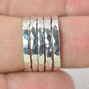 Thick Silver Stackable Ring(s), Pure Silver, Simple Silver Ring, Stacking Rings, Hammered Silver ...