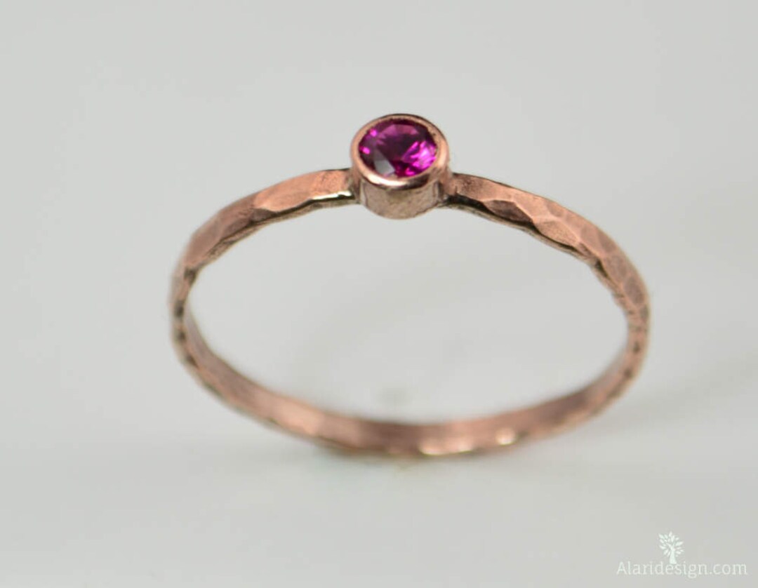 Copper Ruby Ring, Classic Size, Stackable Rings, Ruby Mother's Ring ...