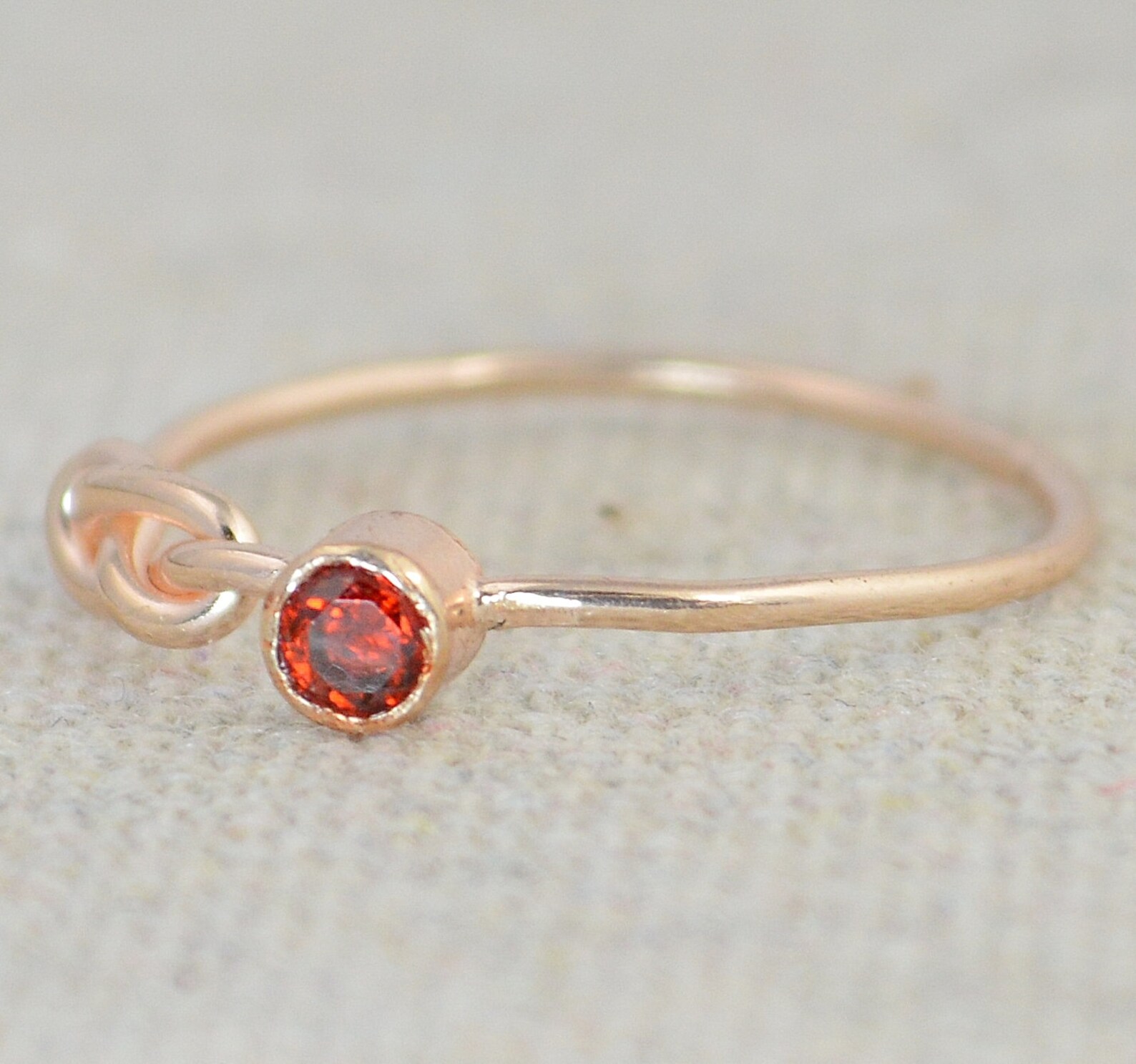 Garnet Infinity Ring Rose Gold Filled Ring Stackable Rings - Etsy