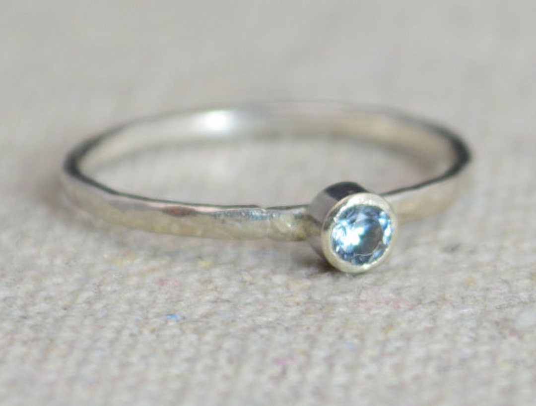 Classic Sterling Silver Aquamarine Ring, Silver Solitaire, Solitaire ...