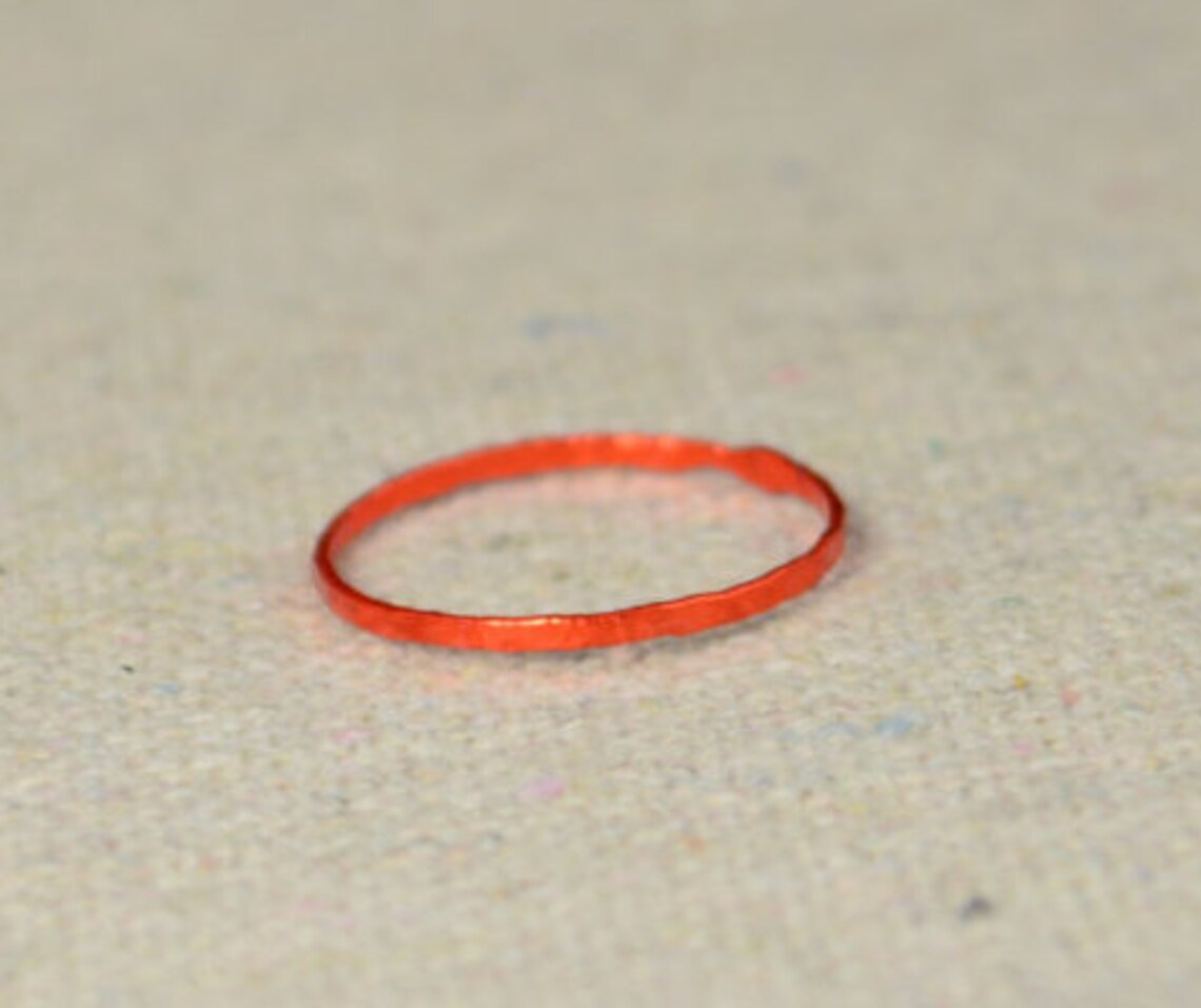 Super Thin Orange Silver Stackable Rings Orange Ring Stack | Etsy